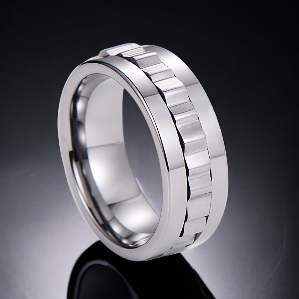 Men's Tungsten Gear Ring for Fidgeting 8 mm - My Anxiety Ring